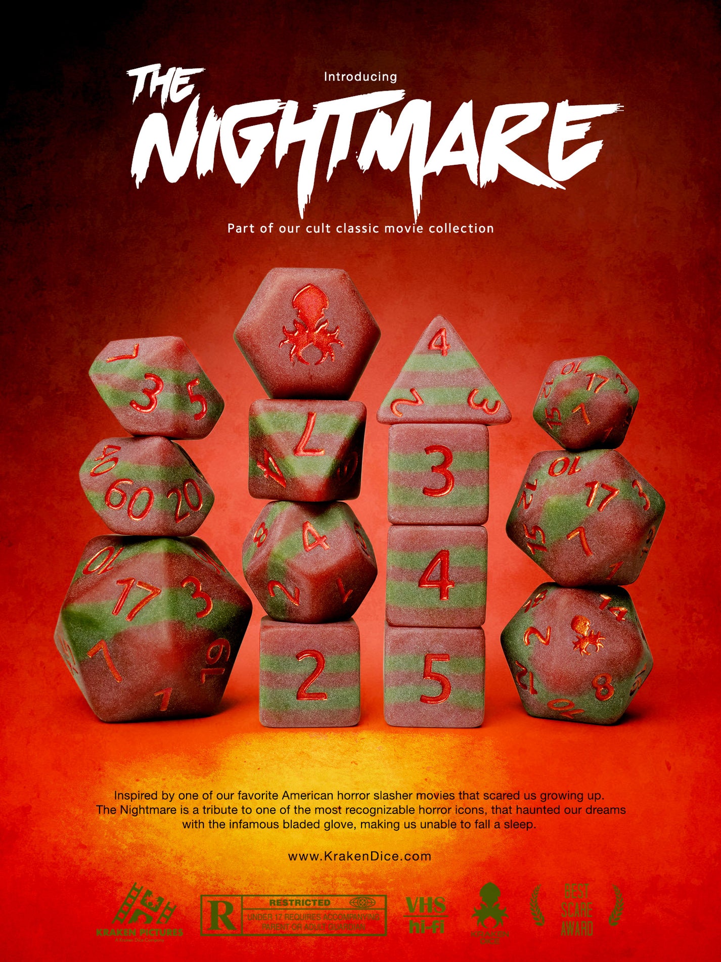 The Nightmare 14pc Horror Themed Dice Set – Kraken Dice
