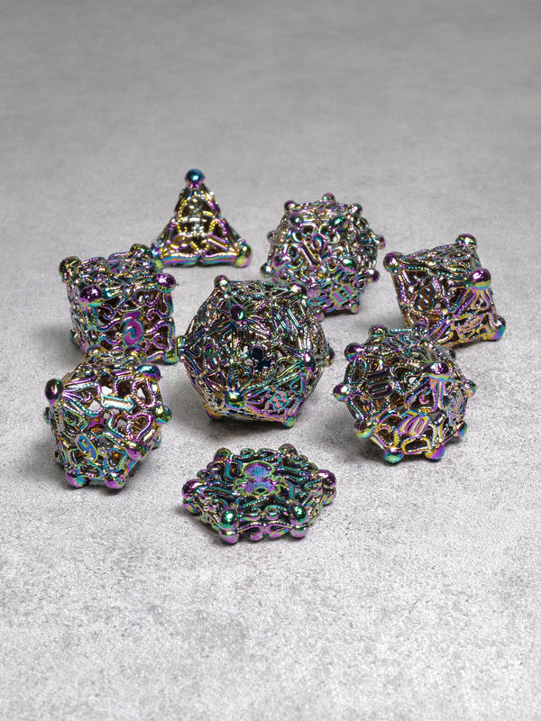 Kraken's Cabal Rainbow Metal 8 piece Metal Dice Set – Kraken Dice