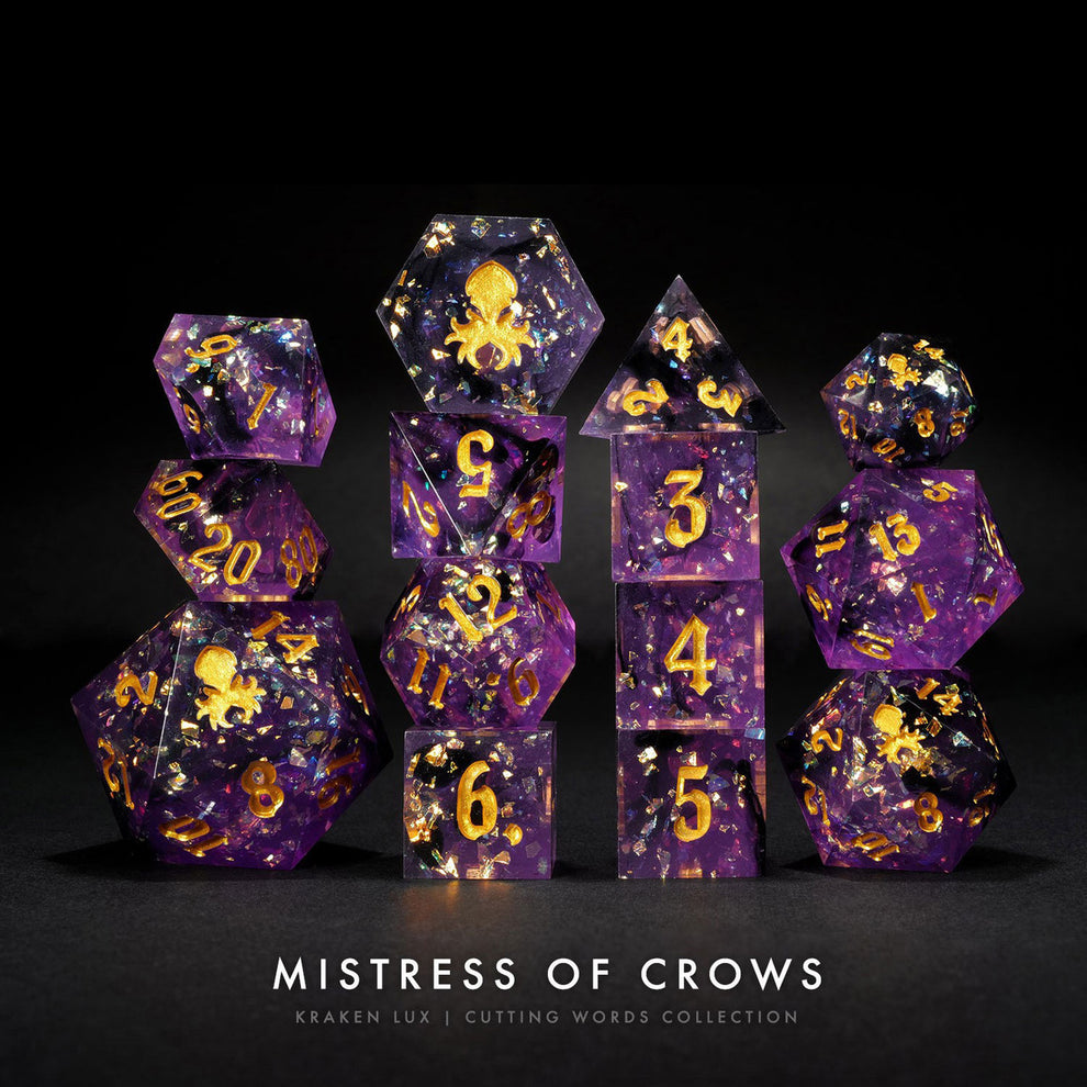 Mistress of Crows: Kraken Lux 14pc Sharp Edge Dice – Kraken Dice